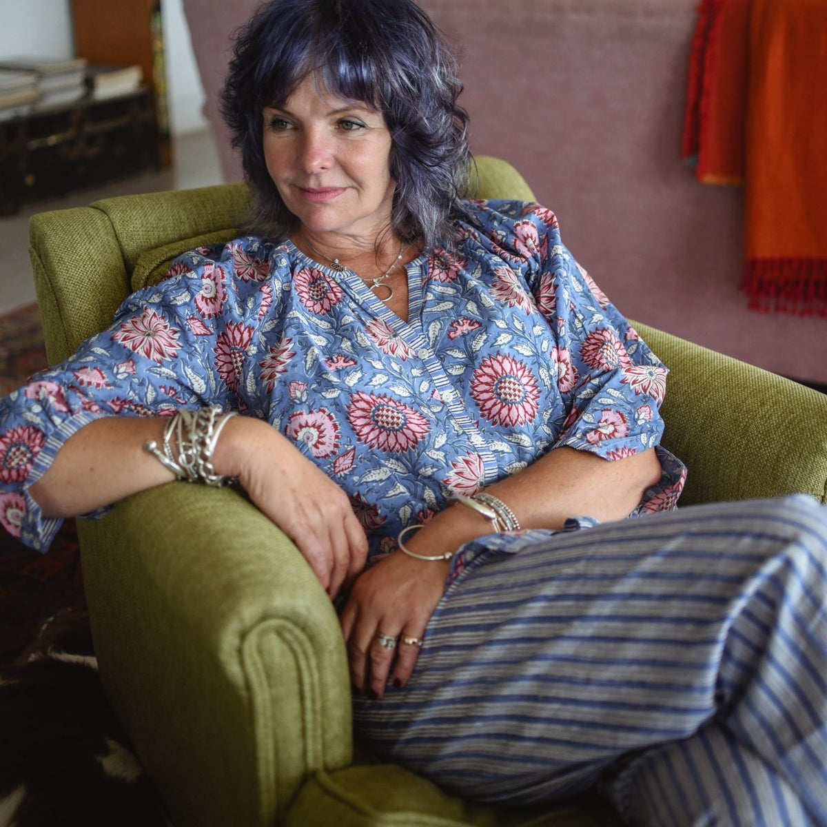 Frenchie Pyjamas - Poppy On Blue – Gawjus